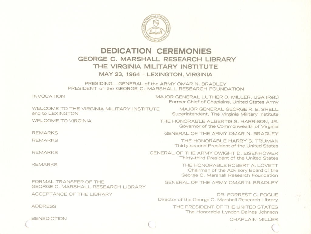 May 23, 1964, Marshall Research Library Dedication - The George C ...