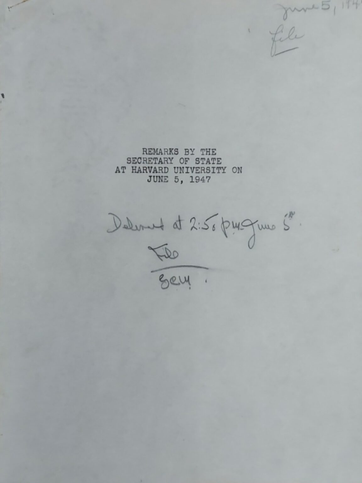The 75th Anniversary of the Marshall Plan Speech - The George C ...