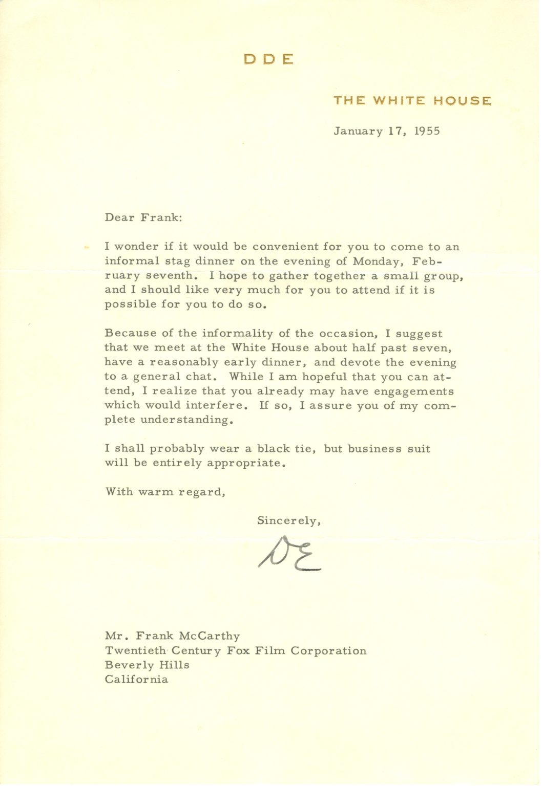 Letters to Frank McCarthy - The George C. Marshall Foundation