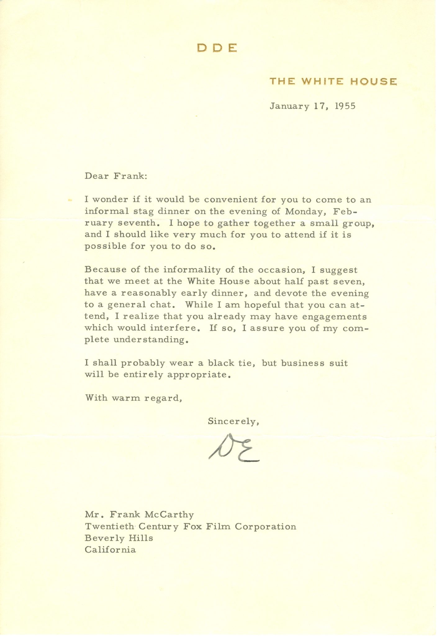 Letters to Frank McCarthy - The George C. Marshall Foundation