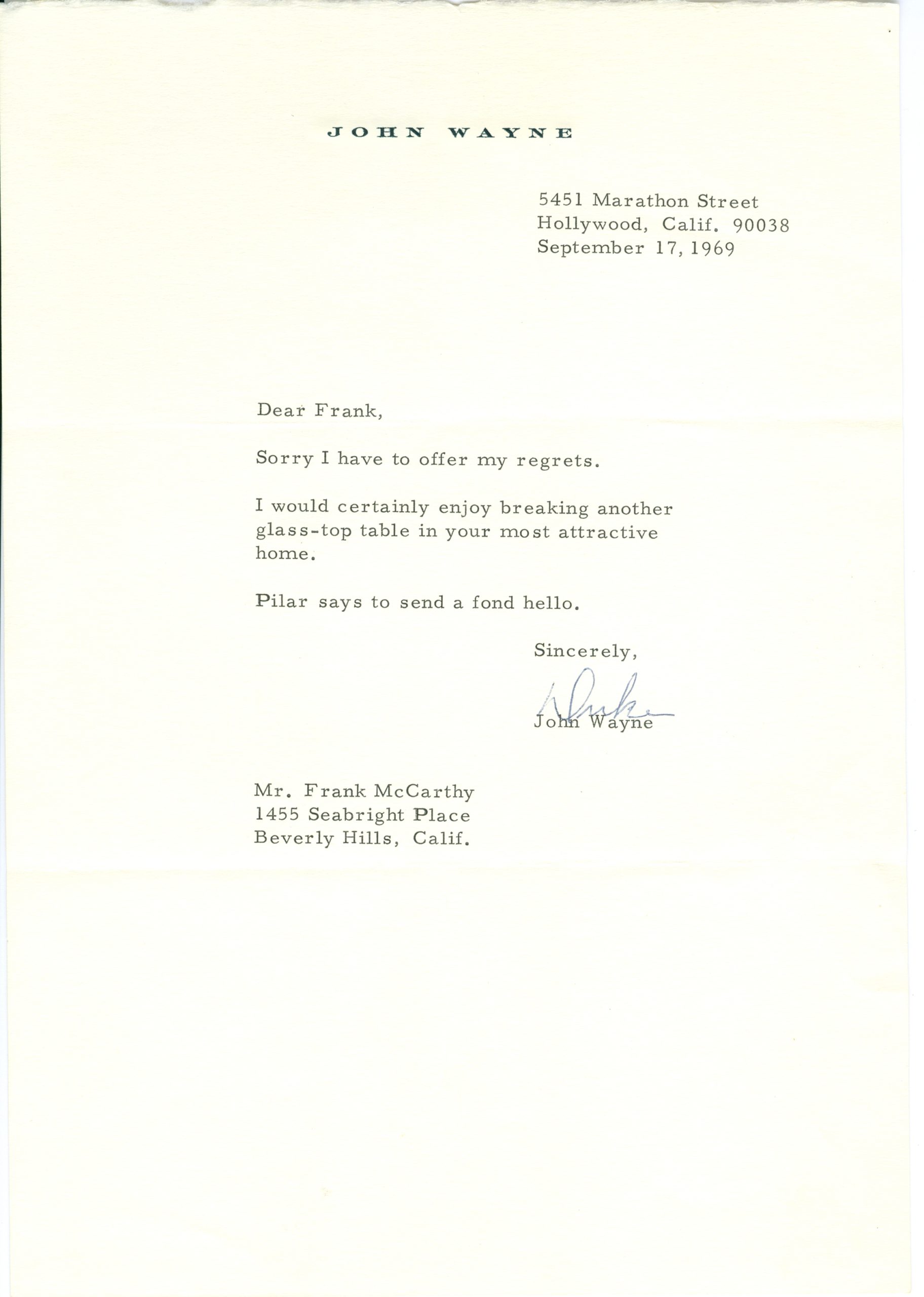 Letters to Frank McCarthy - The George C. Marshall Foundation